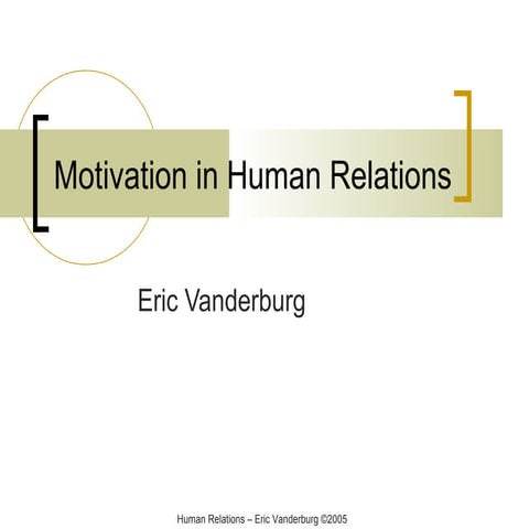 Motivation in human relations - Eric Vanderburg - Remington College ...