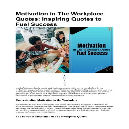 Motivational Quotes to Inspire in the Workplace | PPTX