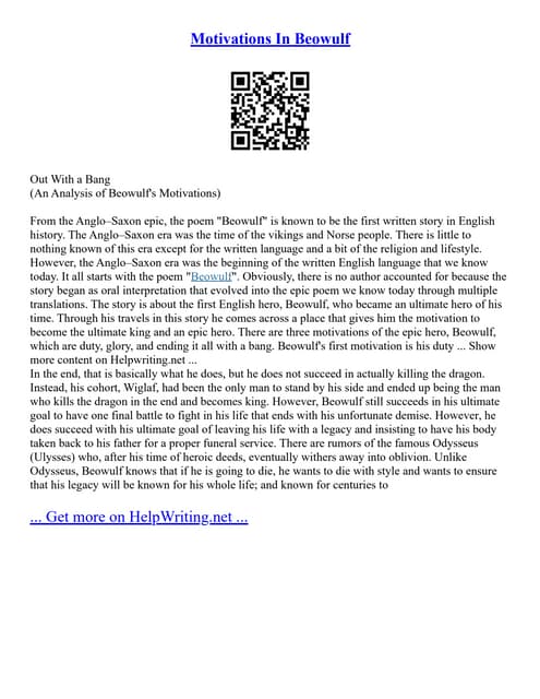 Beowulf Essay | PDF