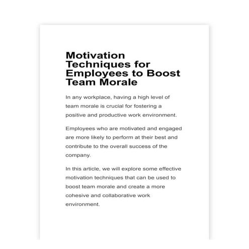 Motivation Techniques for Employees to Boost Team Morale.pdf | Human ...