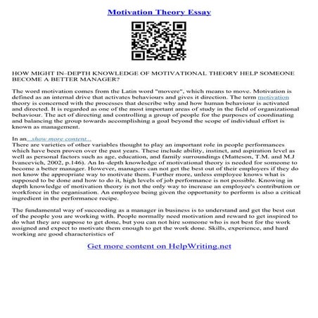 Motivation Theories Essays | PDF