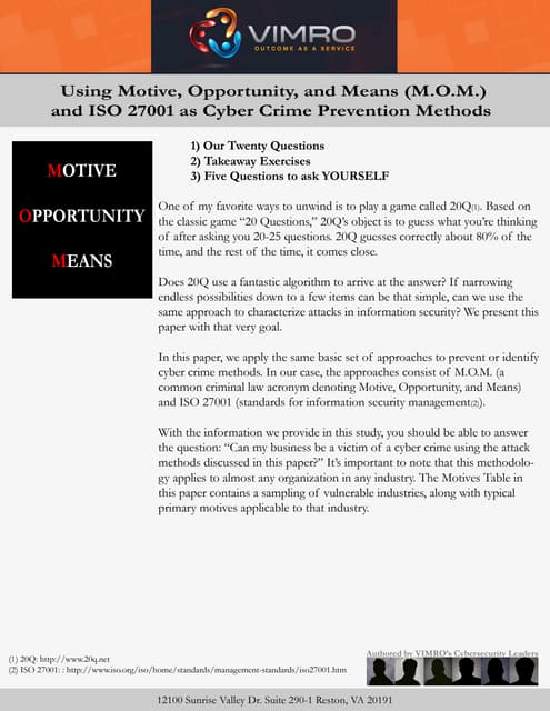 VIMRO Cyber Security Methodology | PDF