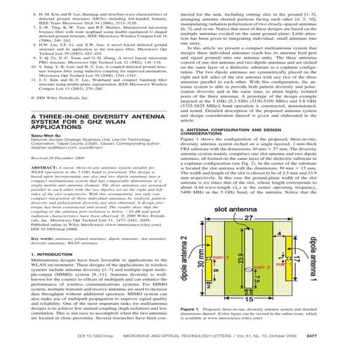 A Three-in-One Diversity Antenna System for 5 GHz WLAN Applications | PDF
