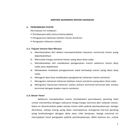 Motor asinkron rotor sangkar | DOCX