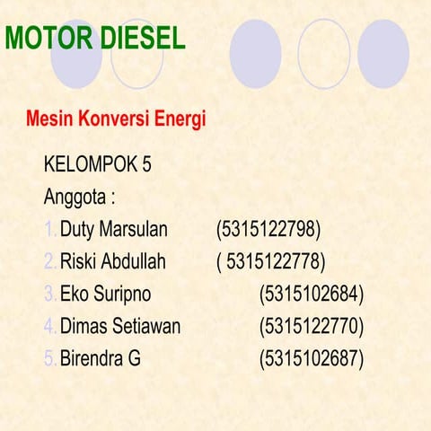 Motor diesel Presentation | PPT