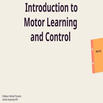 Introduction to Motor Learning and Control | PPTX | Sports
