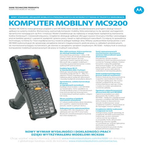 Komputer mobilny Motorola MC9200 | PDF