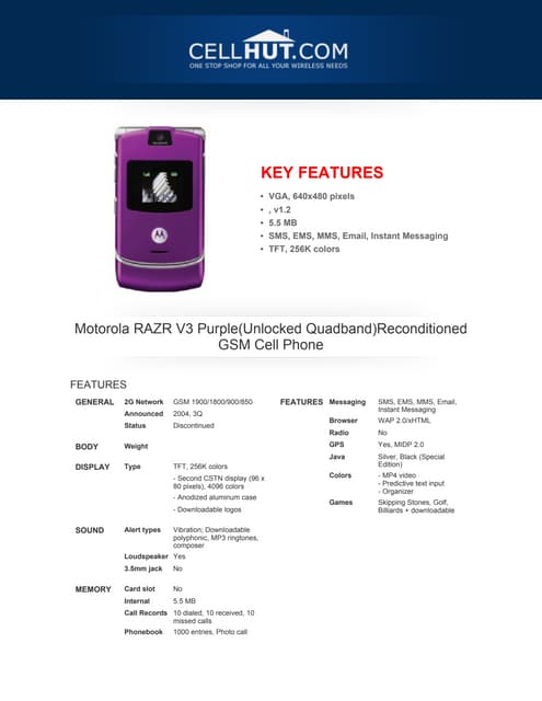 Huawei g6609-unlocked-quadband-qwerty-gsm-cell-phone brochure-32875 | PDF