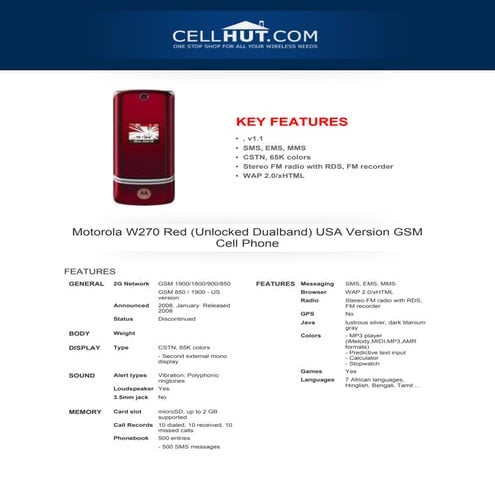 Huawei g6609-unlocked-quadband-qwerty-gsm-cell-phone brochure-32875 | PDF