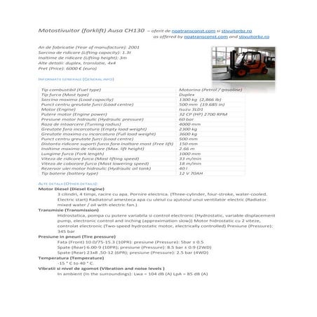 Motostivuitor ausa ch130 | PDF | Auto Type | Automotive