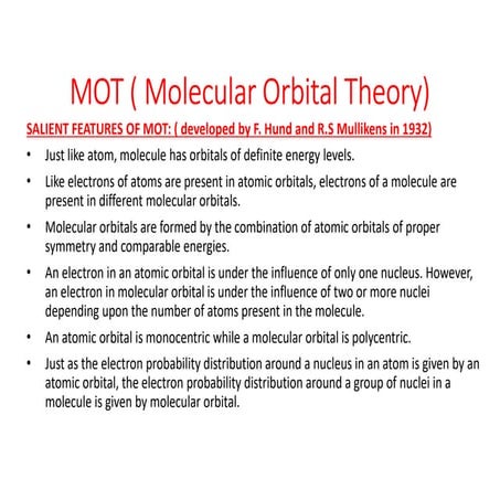 Molecular Orbital Theory (MOT) | PPTX