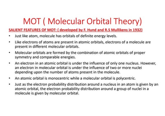 Molecular Orbital Theory (MOT) | PPTX