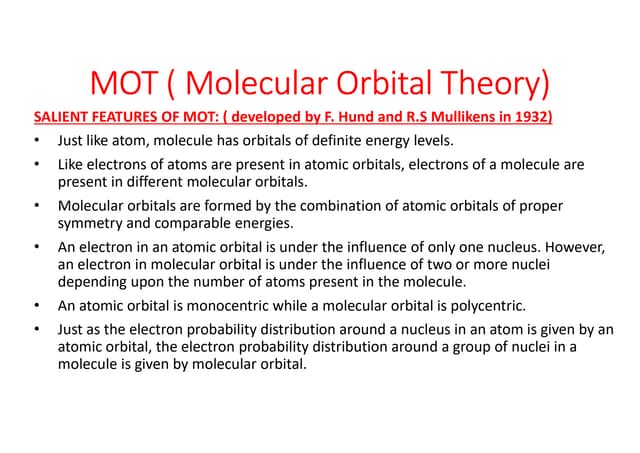 Molecular Orbital Theory (MOT) | PPTX