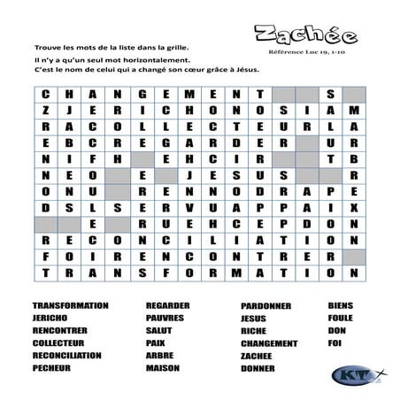 Mots cachés sur zachée | PDF | Christianity | Religion & Spirituality
