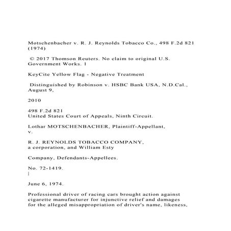 Motschenbacher v. R. J. Reynolds Tobacco Co., 498 F.2d 821 (19.docx