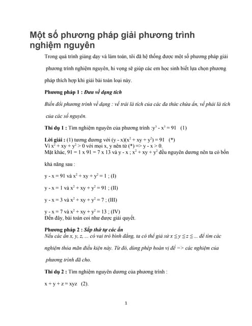 Diophantine equations Phương trình diophant | DOC