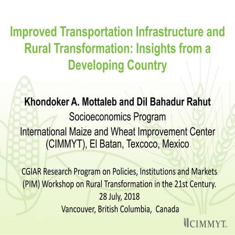 Improved Transportation Infrastructure and Rural Transformation ...
