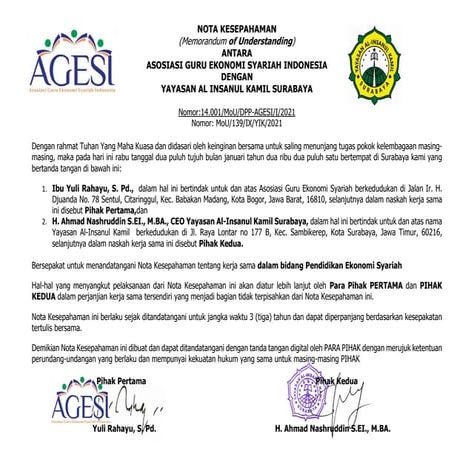 MOU AGESI X SHAFTA | PDF