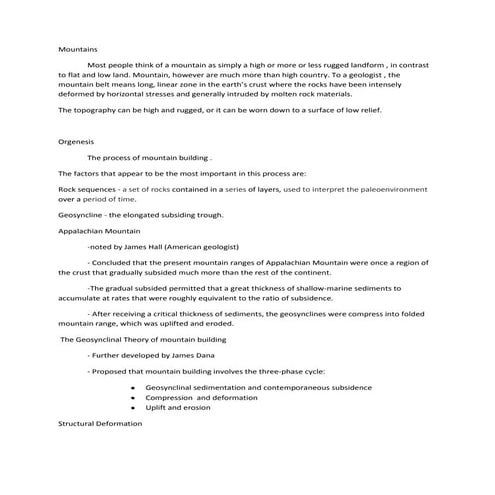 Mountains | DOCX | Geography | Science