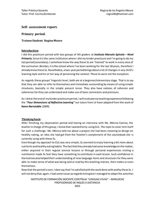 Primary Level - Final Reflections | PDF