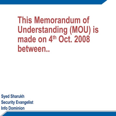 MoU for DAS Networks & Info Dominion | PPT | Business | Business and ...