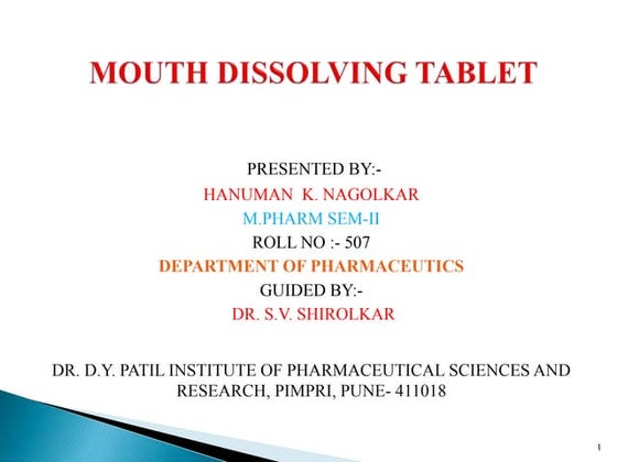 Fast dissolving tablets | PPT