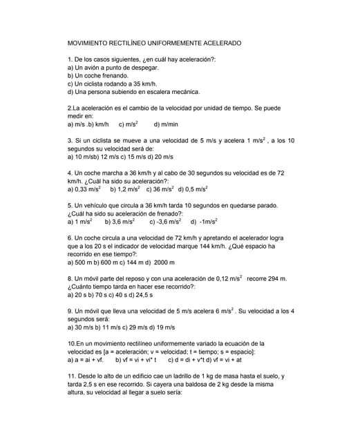 Ejercicios veloCidad | PDF