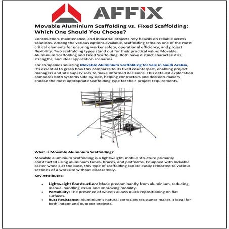 Movable Aluminium Scaffolding vs. Fixed Scaffolding: Which One Should ...