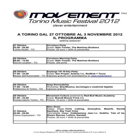 Movement 2012 programma | PDF | Personal Celebrations & Life Events