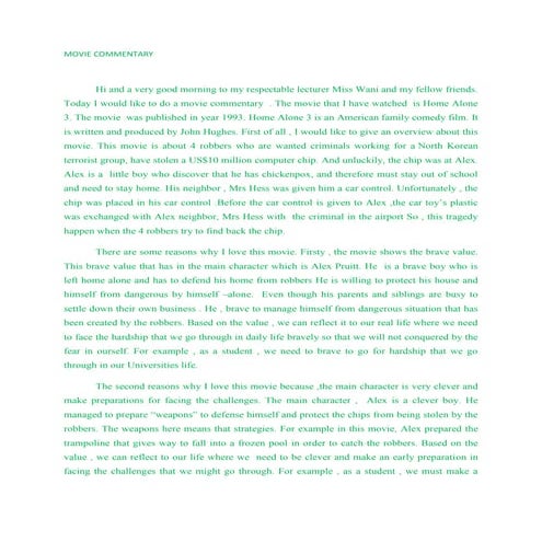 HOME ALONE ELC230 Movie / review | DOCX