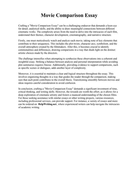 Film Analysis Essay Example. The University of Tampa | PDF