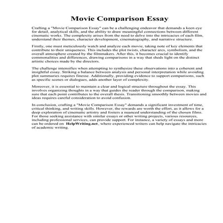 Movie Comparison Essay. Compare and contrast | PDF | Screenwriting ...