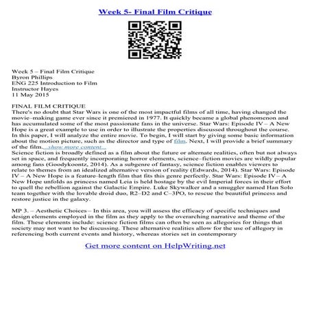 Movie Critique Essay Pdf