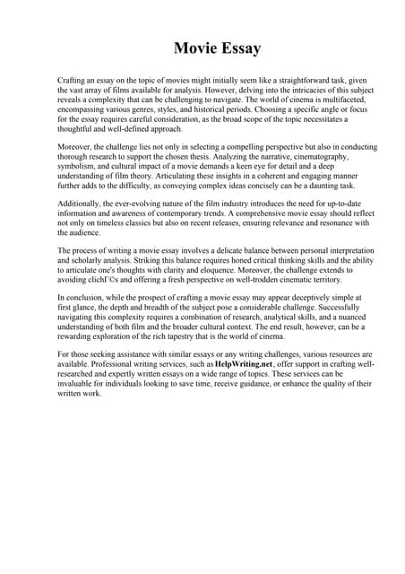 Film Analysis Essay Example. The University of Tampa | PDF