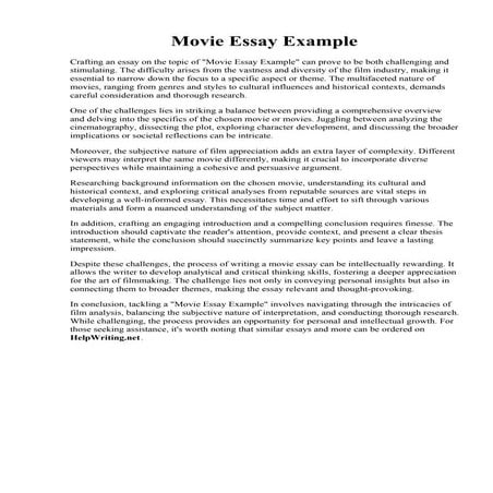 Movie Essay Example | PDF