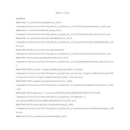 Movie list ii | DOCX