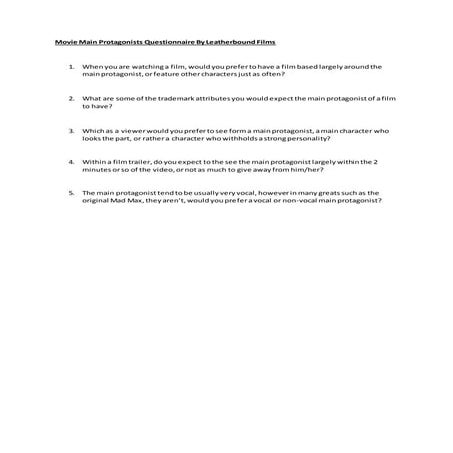 Action Movies Questionnaire - Leatherbound Films | DOCX