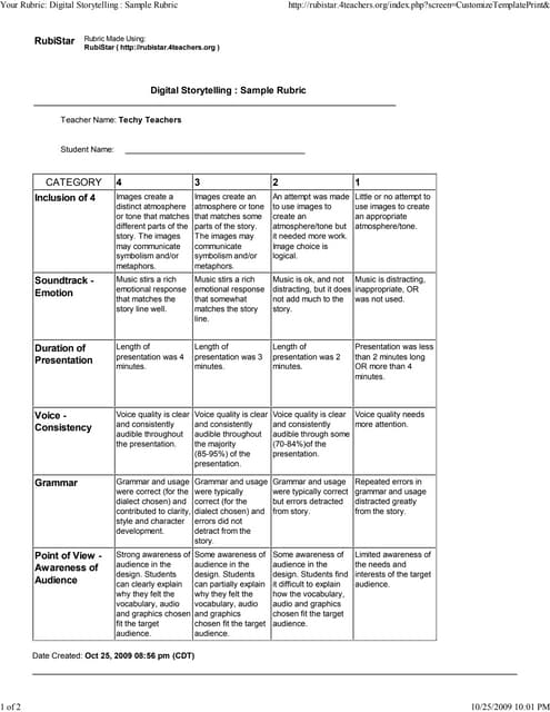 Story telling rubric | PDF