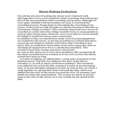 Movie making evaluation | PDF