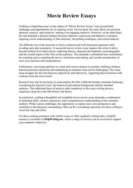 Film Analysis Essay Example. The University of Tampa | PDF