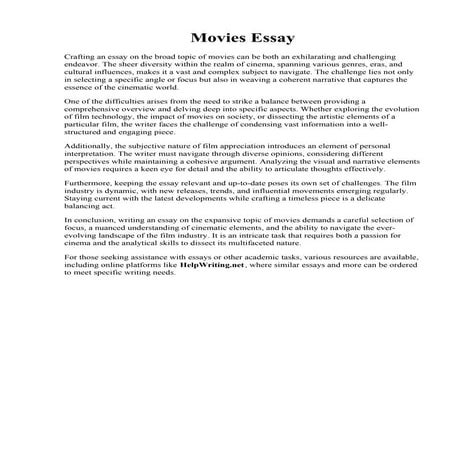 Movies Essay. Film Studies Essay Help - A Guide to Writing a Film ...