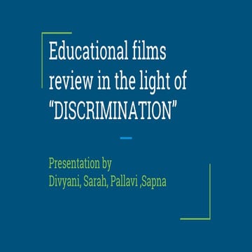 Movies review in the light of discrimination | PPTX | Debated Sensitive ...
