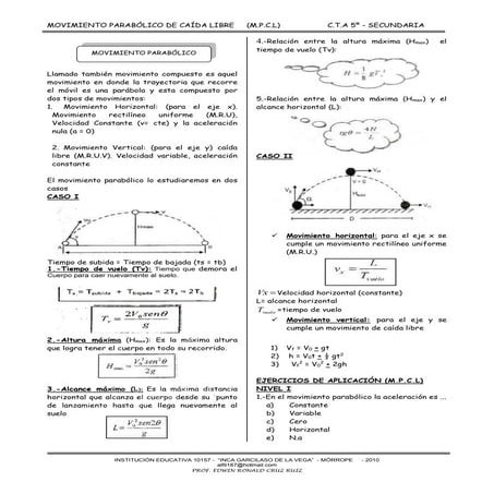 Movimientoparabolico 100621233500-phpapp01 | DOC