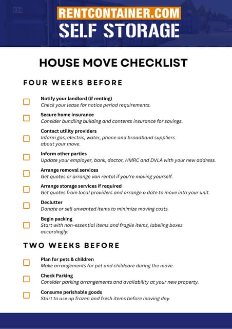 Home Shifting Checklist | PPT