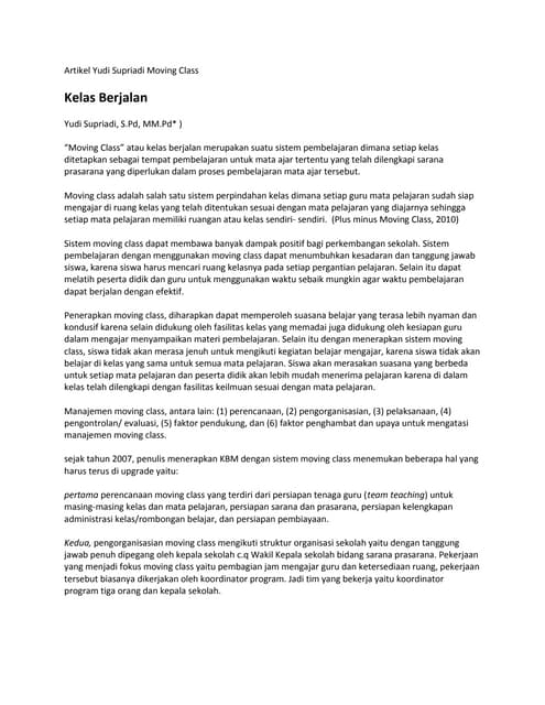 Model pembelajaran moving class di sekolah | PDF