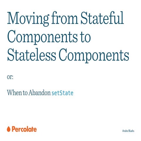 Moving From Stateful Components To Stateless Components Ppt