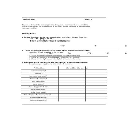Moving worksheet | DOC