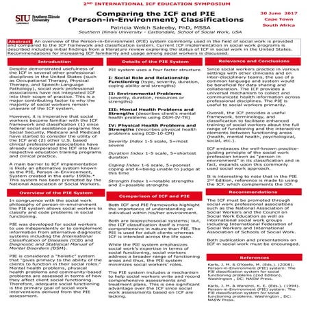 14: Comparing the ICF and the Person-in-Environment Classifications in ...