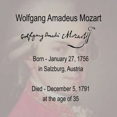 mozart life presentation art of music ppt | PPT
