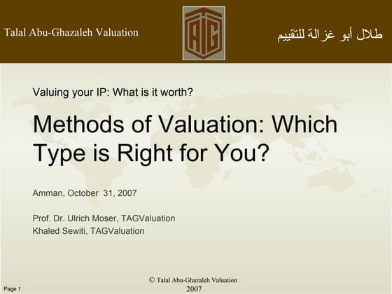 Valuation Methods | PPT